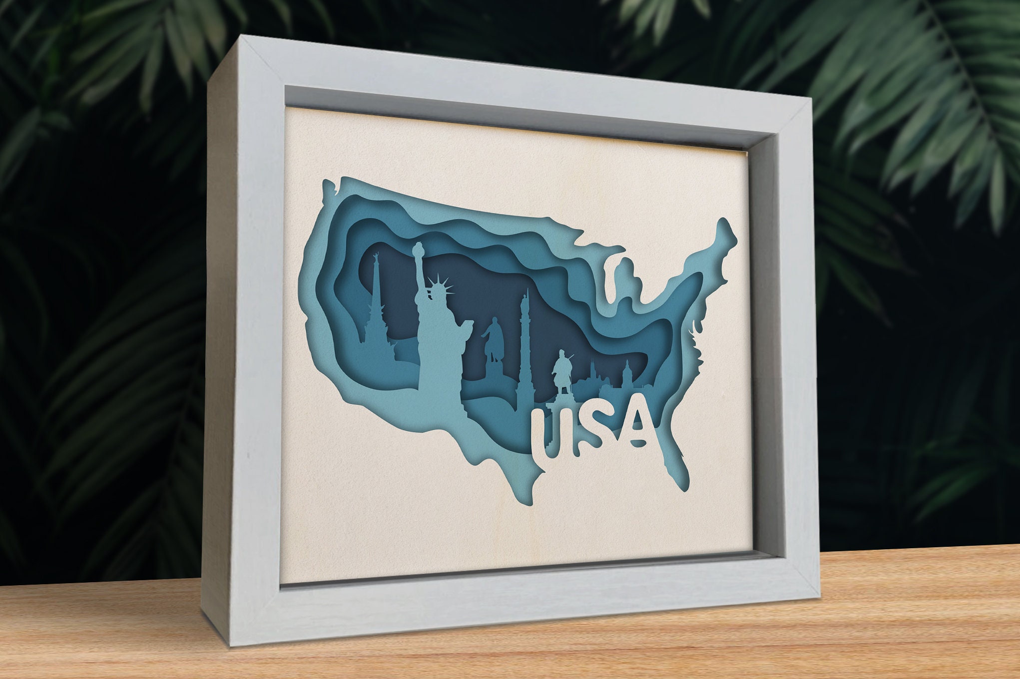 3D USA Map Shadow Box SVG: Patriotic Paper Art, Cricut & Silhouette - Etsy