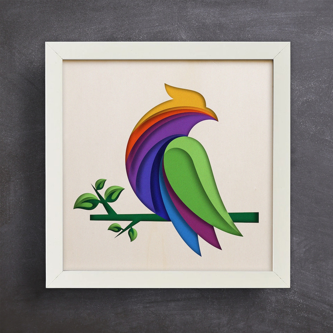 3D Bird Shadow Box, 3D Paper Cut Shadow Box Template, SVG Digital ...