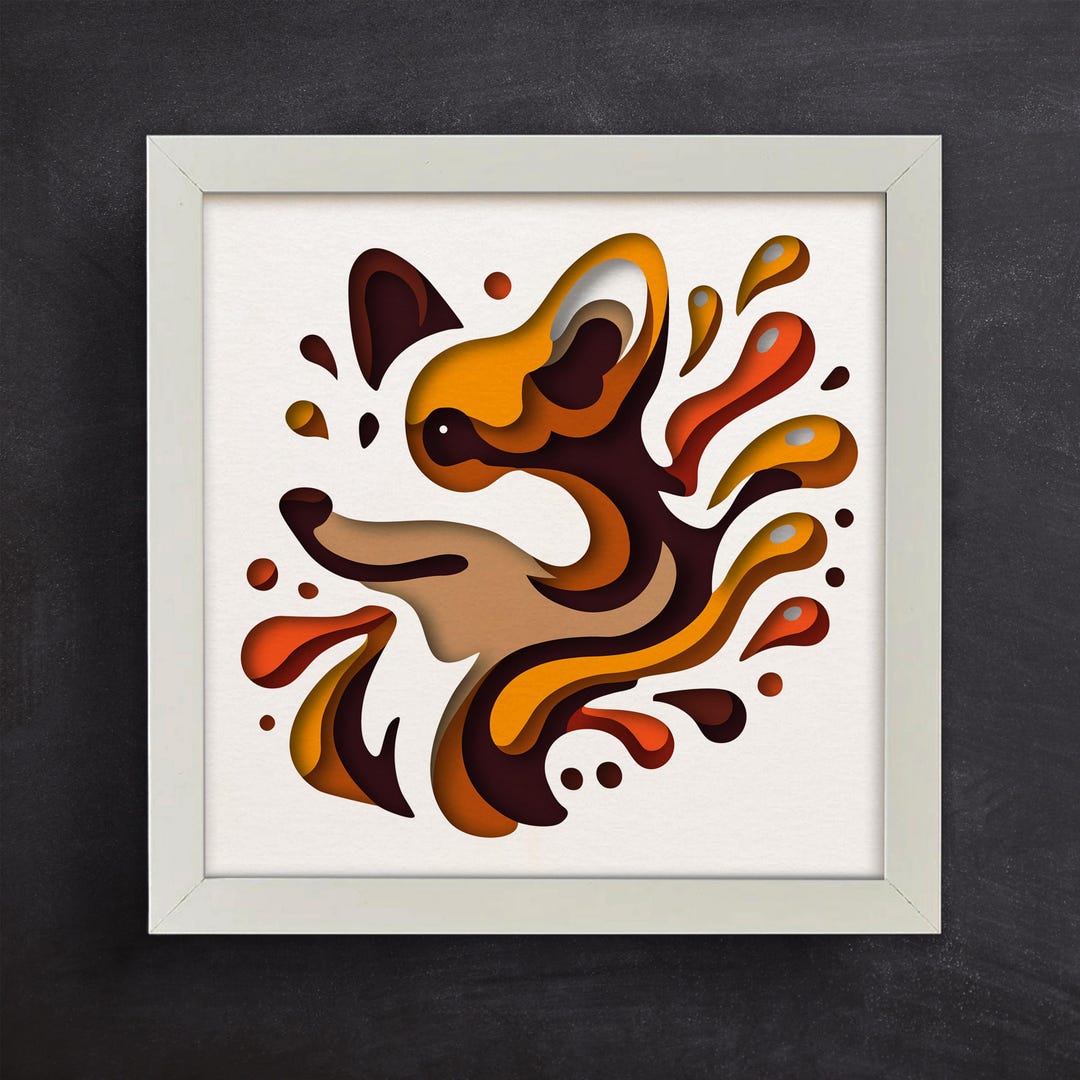 3d Corgi Svg, Shadow Box Templates, Multilayer Dog, SVG for Cardstock ...