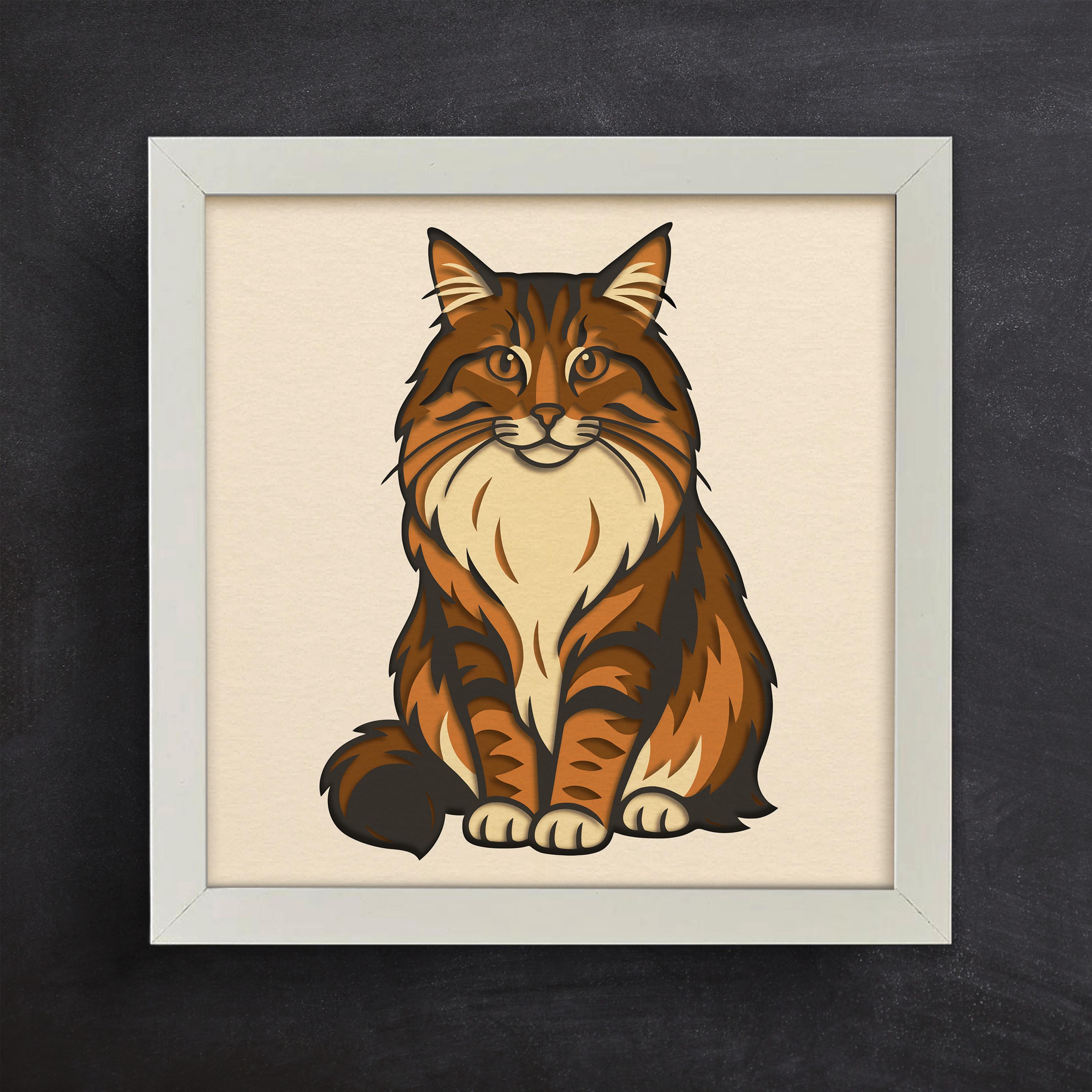 3D Cat Shadow Box SVG Template for Cardstock | Layered Pet Memorial ...