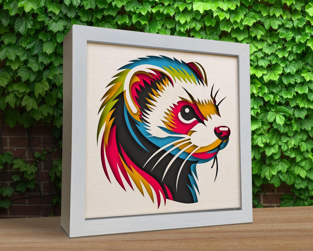 Ferret 3D Layered SVG for Cardstock / 3D Weasel Shadow Box / Pop Art ...