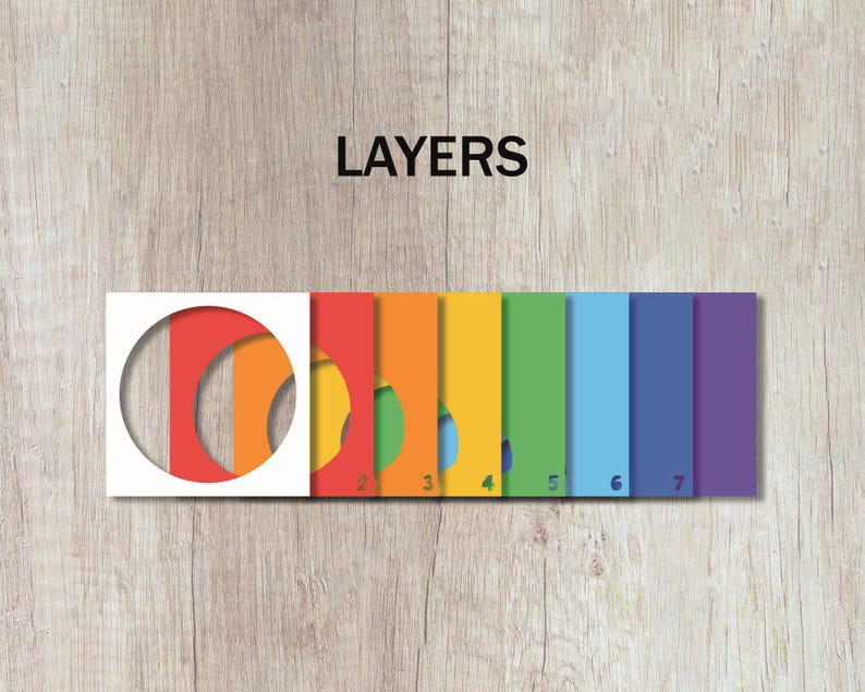 Colorato profondo, Shadow Box Svg, carta multistrato tagliata, file per ...