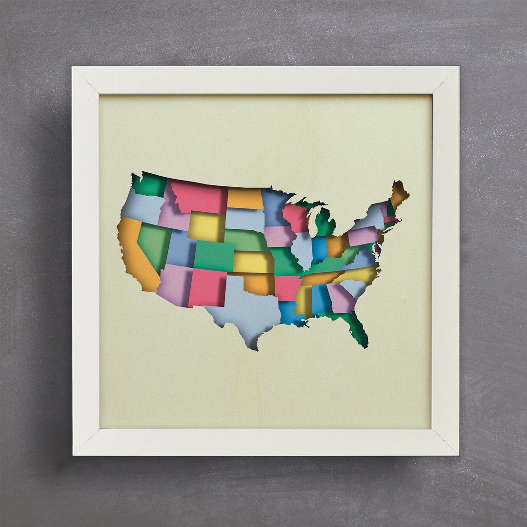 3d USA Map, Shadow Box Svg, 3d Paper Cut, Laser Cut Files, for Cricut ...