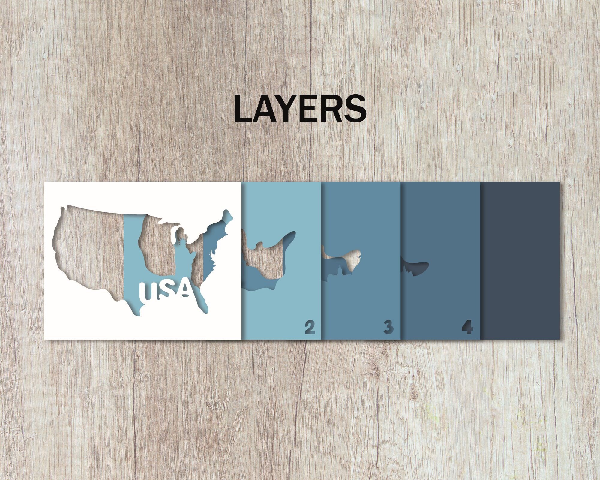 3D USA Map Shadow Box SVG: Patriotic Paper Art, Cricut & Silhouette - Etsy