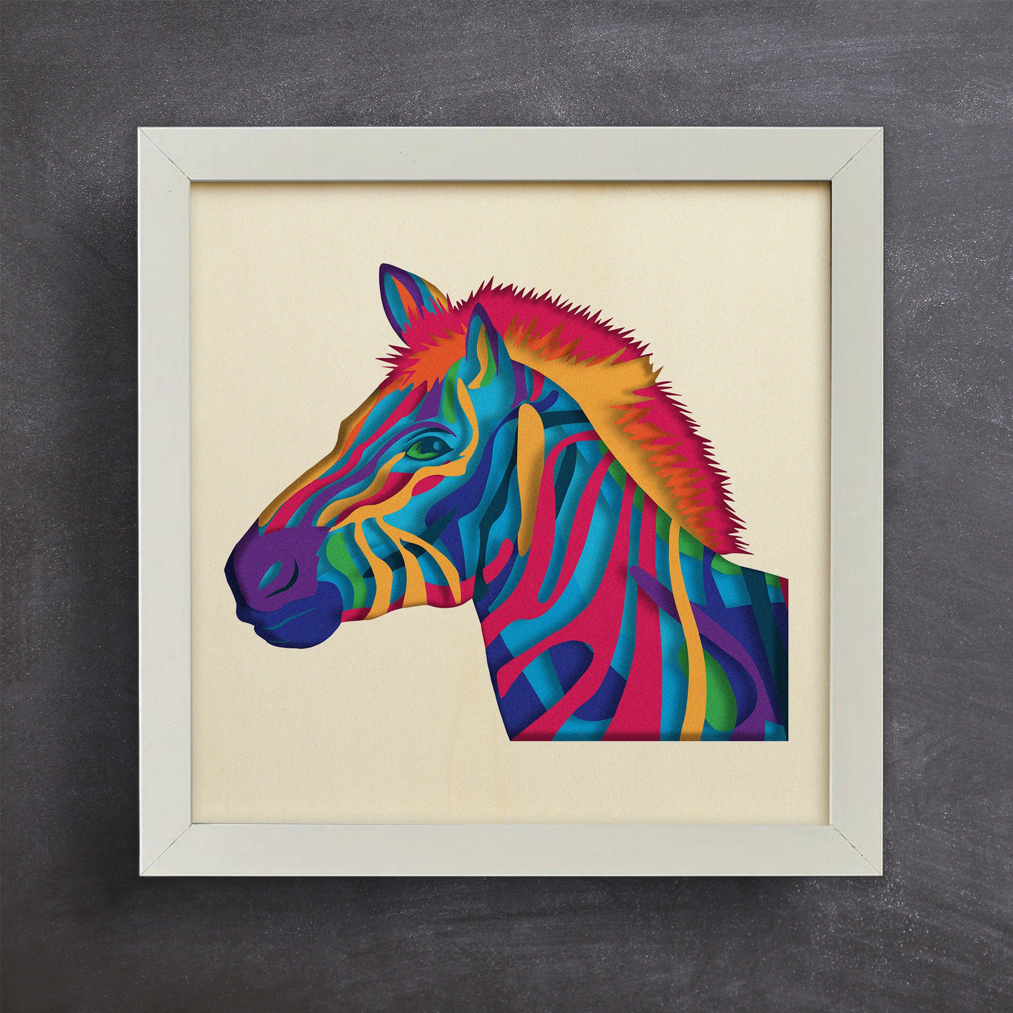 3d Zebra Shadow Box Svg Colorful Layers Svg Papercut - Etsy UK