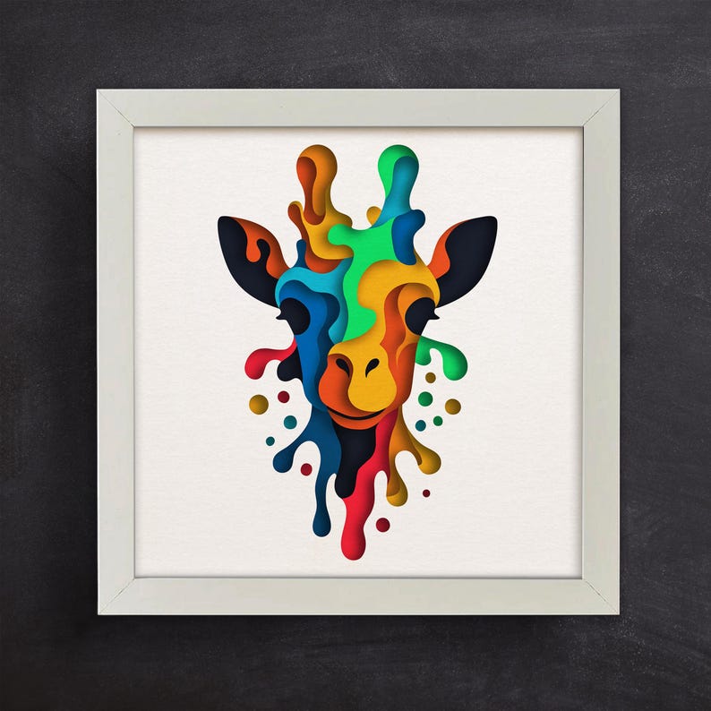 3d Giraffe, Shadow Box Templates, SVG for Cardstock / 3D Animals Shadow ...