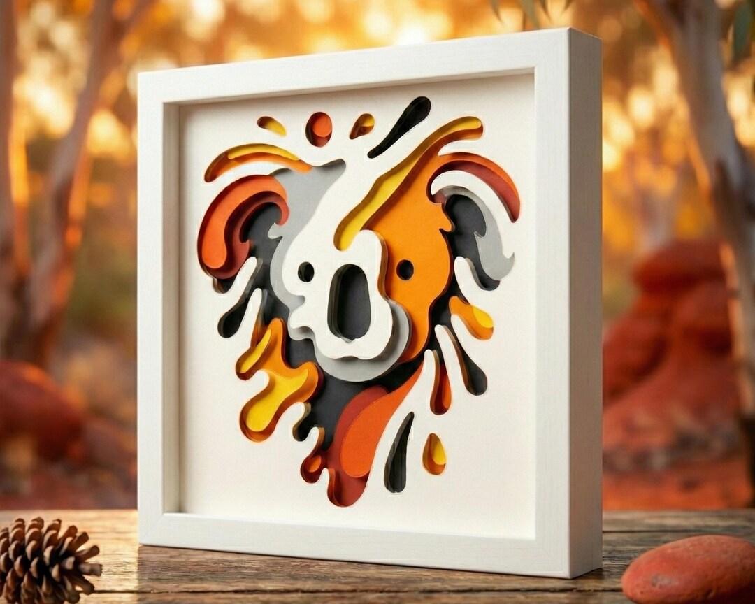 Koala SVG 3D Shadow Box, Layered Papercut Template, Abstract Australian ...