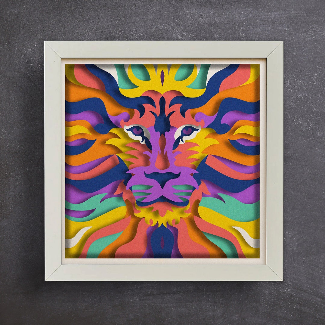 Lion 3D Layered SVG for Cardstock / Colorful Lion 3D Multilayer / 3d ...