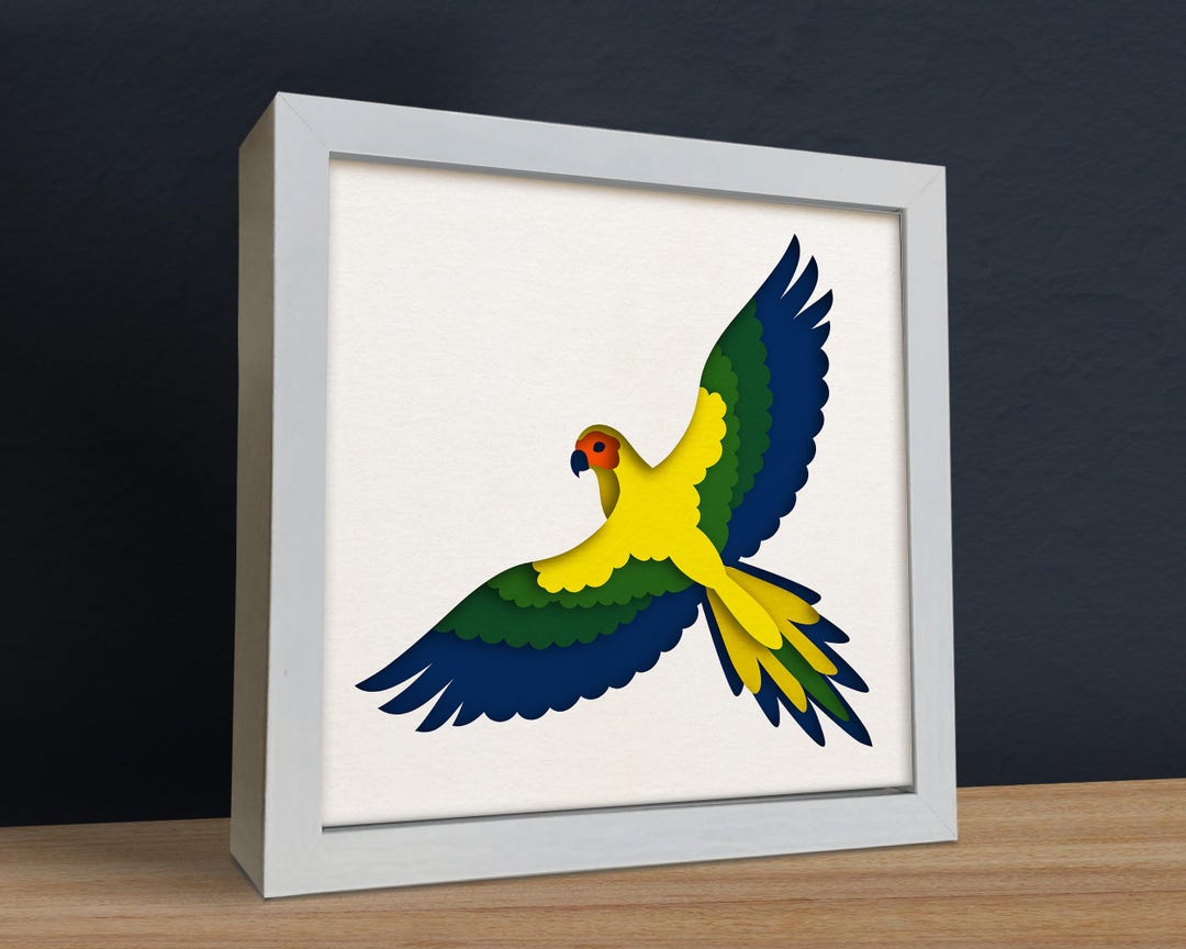 Layered Bird SVG, Shadow Box Templates, Parrot Bird 3D SVG Shadowbox ...