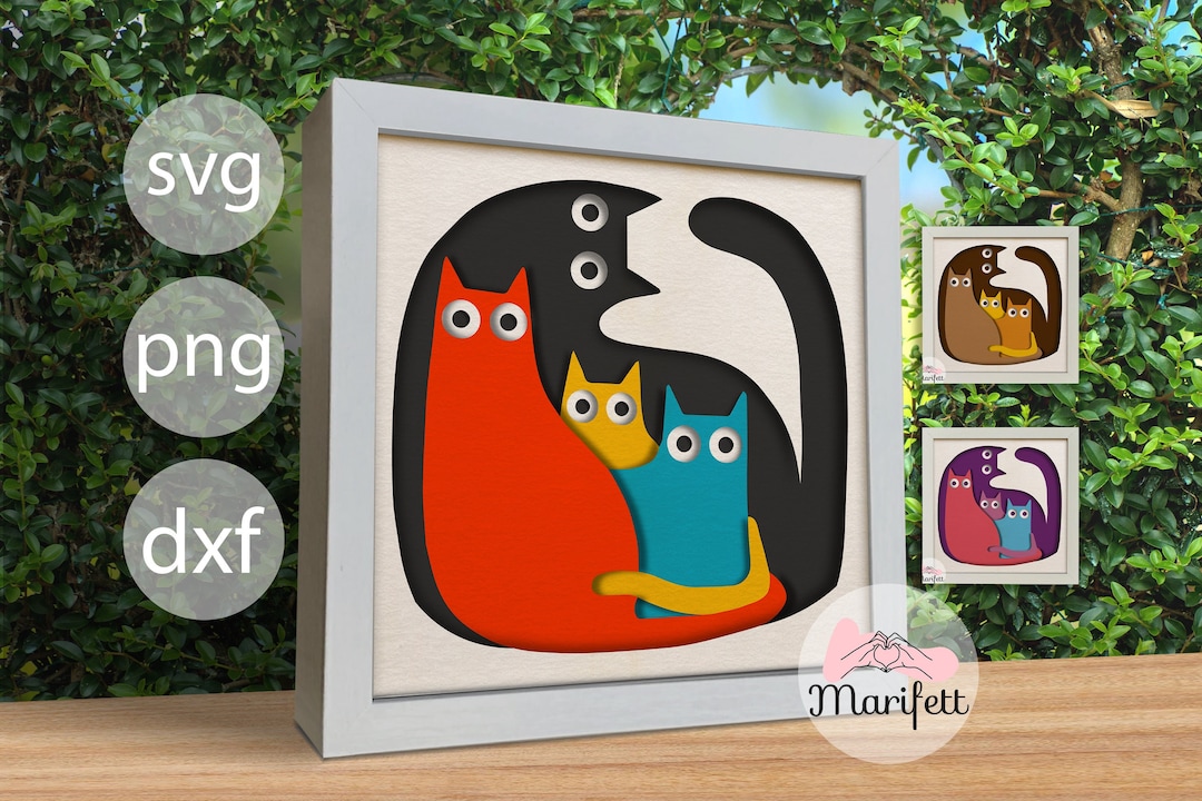 Buy 3d Cute Cats, Shadow Box Templates, SVG for Cardstock / 3D Cat ...