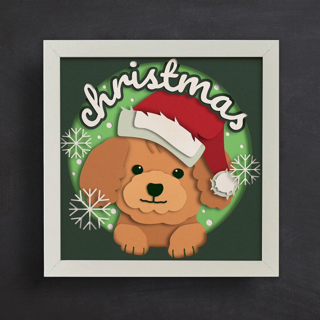 3d Christmas Dog, Shadow Box Svg, Cute Christmas Gift, Paper Cut ...