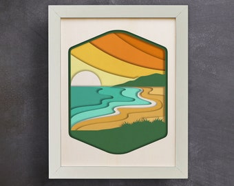 Tropical Beach Sunset 3D Shadow Box LAYERED PAPERCUT - Etsy