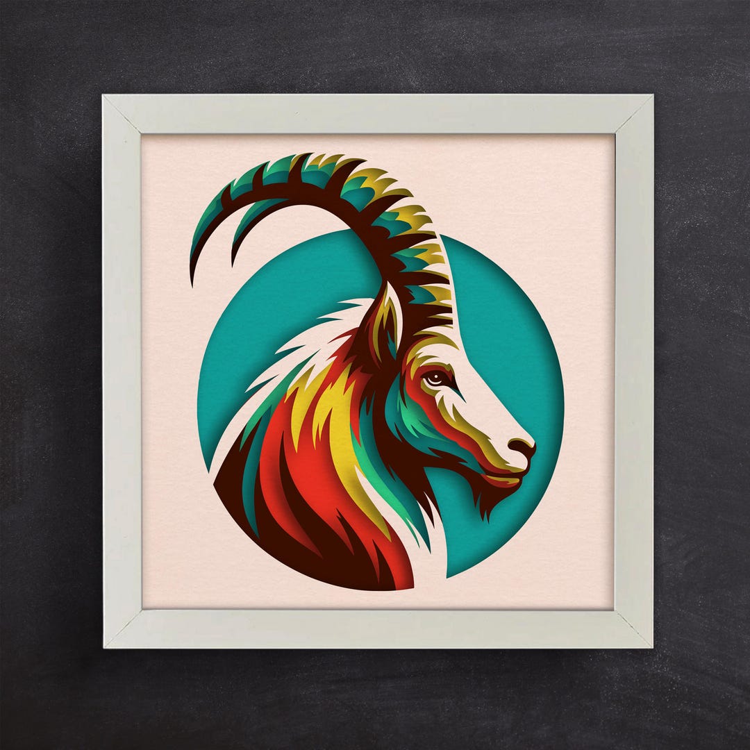 3d Goat, Shadow Box Svg, Mountain Capricorn, Layered Paper Art, 3d ...