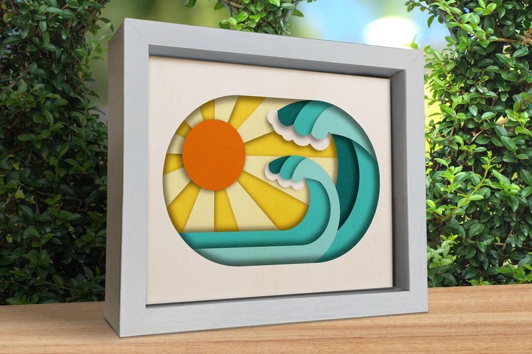 3d Beach Shadow Box SVG / Summer Multilayer Svg / Sunset - Etsy