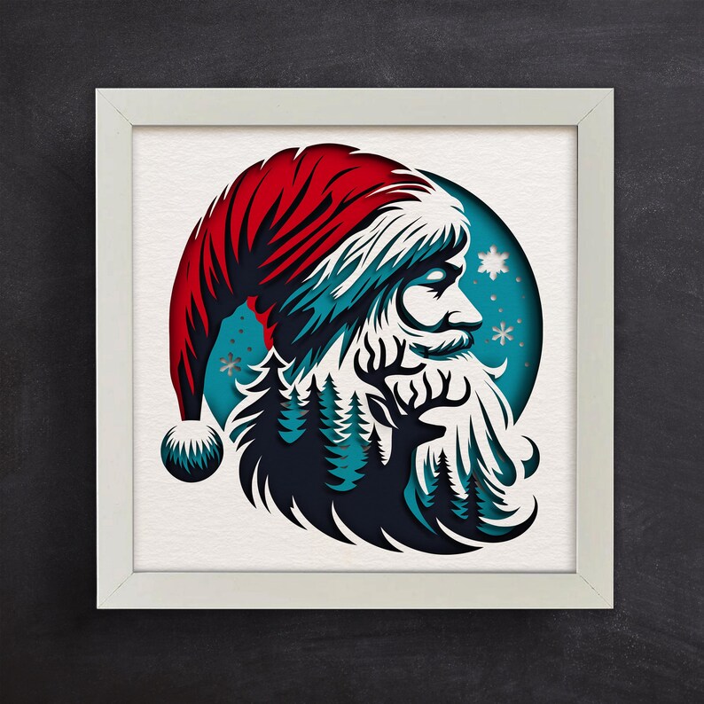 3d Santa, Shadow Box Svg, 3d Christmas Layers, Paper Cut Template, for ...
