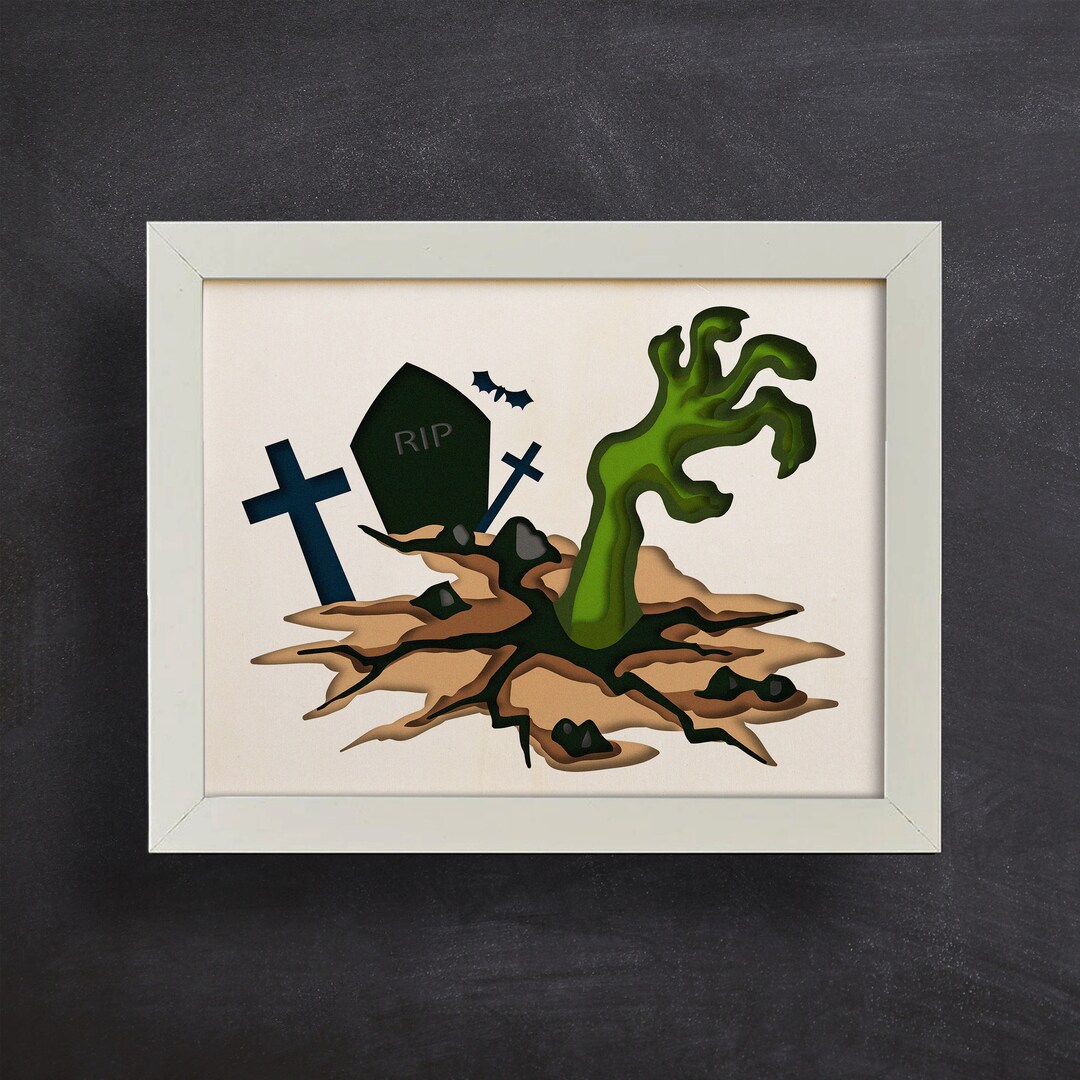 3d Zombie Hand, Shadow Box Svg, 3d Halloween Svg, for Cricut, for ...