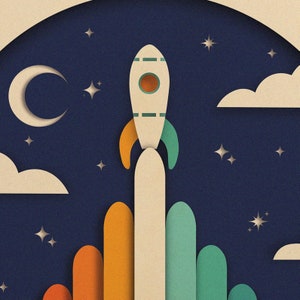 3d Space Rockets Shadow Box, Files for Cricut, for Silhouette, Laser ...