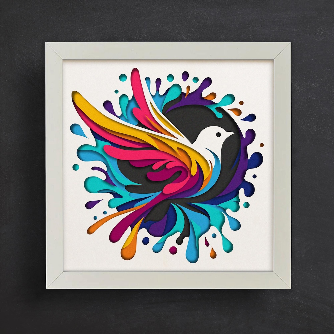 Layered Bird SVG, Shadow Box Template, Sparrow Bird 3D SVG Shadowbox ...