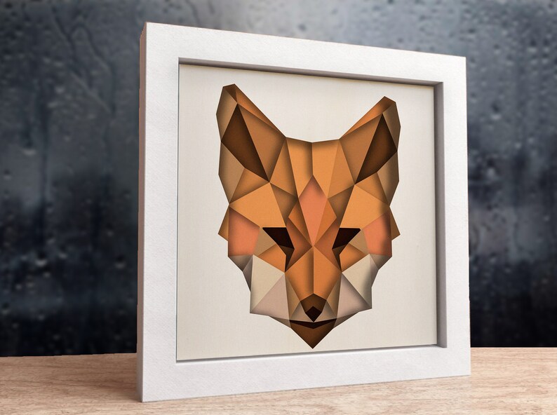 3D Fox Svg Shadow Box Svg 3d Polygon Art 3d Papercraft - Etsy UK