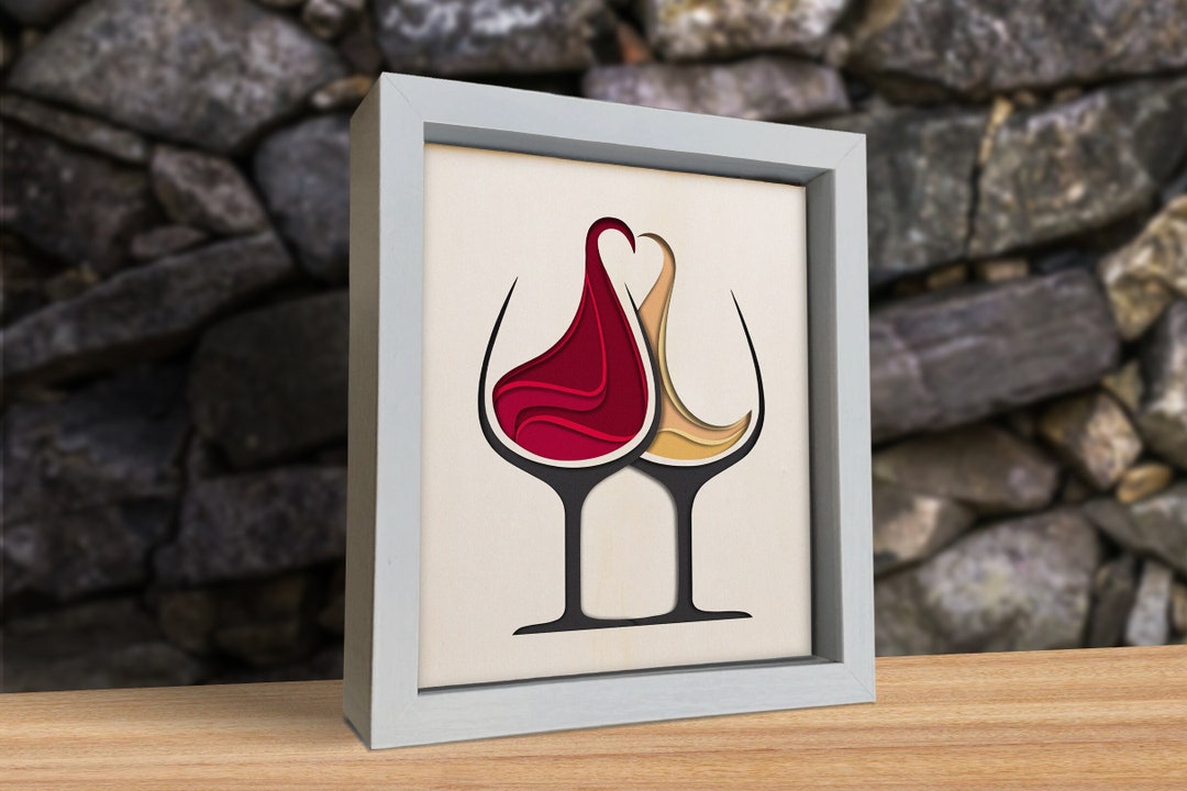 Layered Wine Svg, Red and White Wine, Shadow Box, Paper Cut Files ...