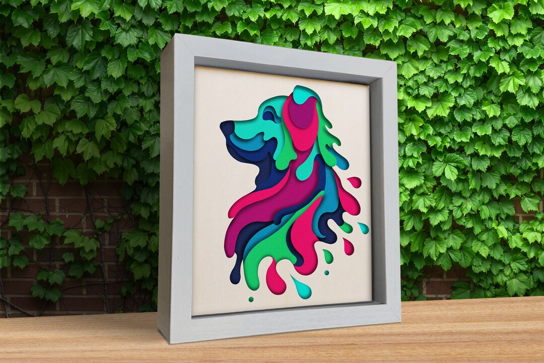 Colorful Dog 3D Shadow Box SVG Multilayered Dog Papercraft Design for ...