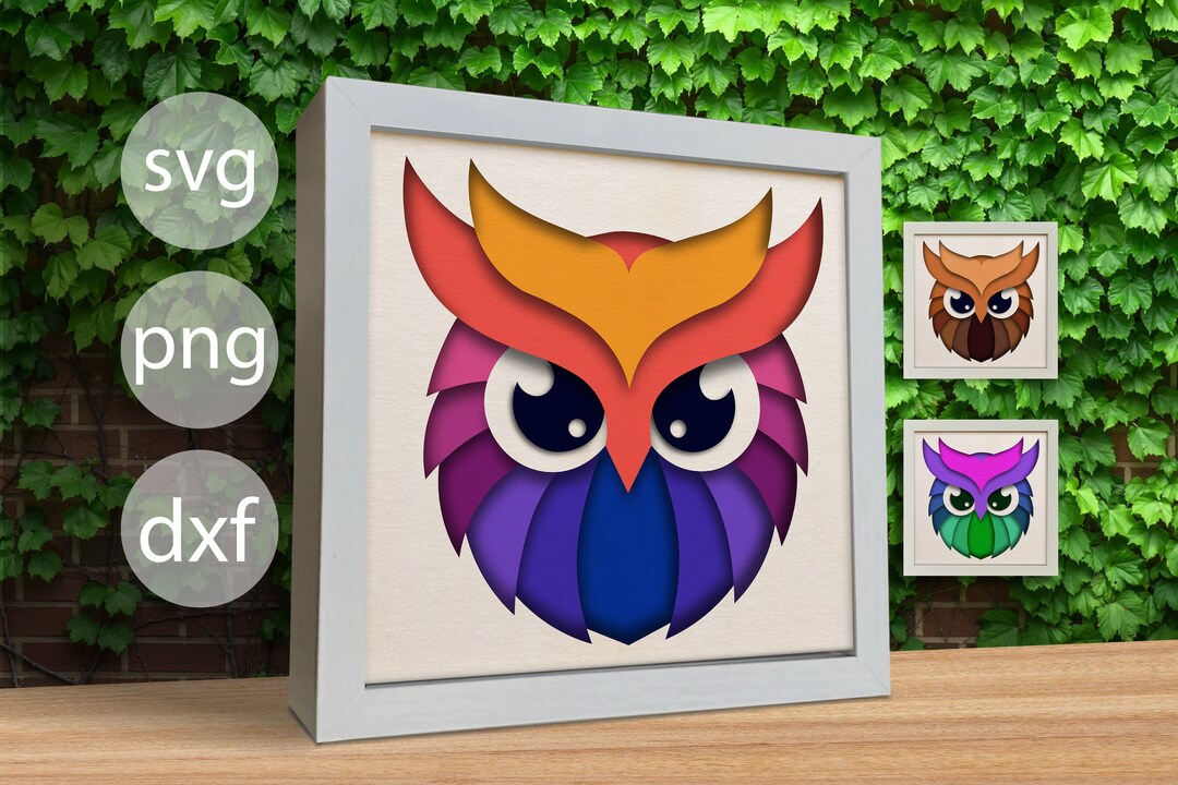 Layered Owl SVG, Shadow Box Template, Layered Bird 3D SVG Shadowbox ...