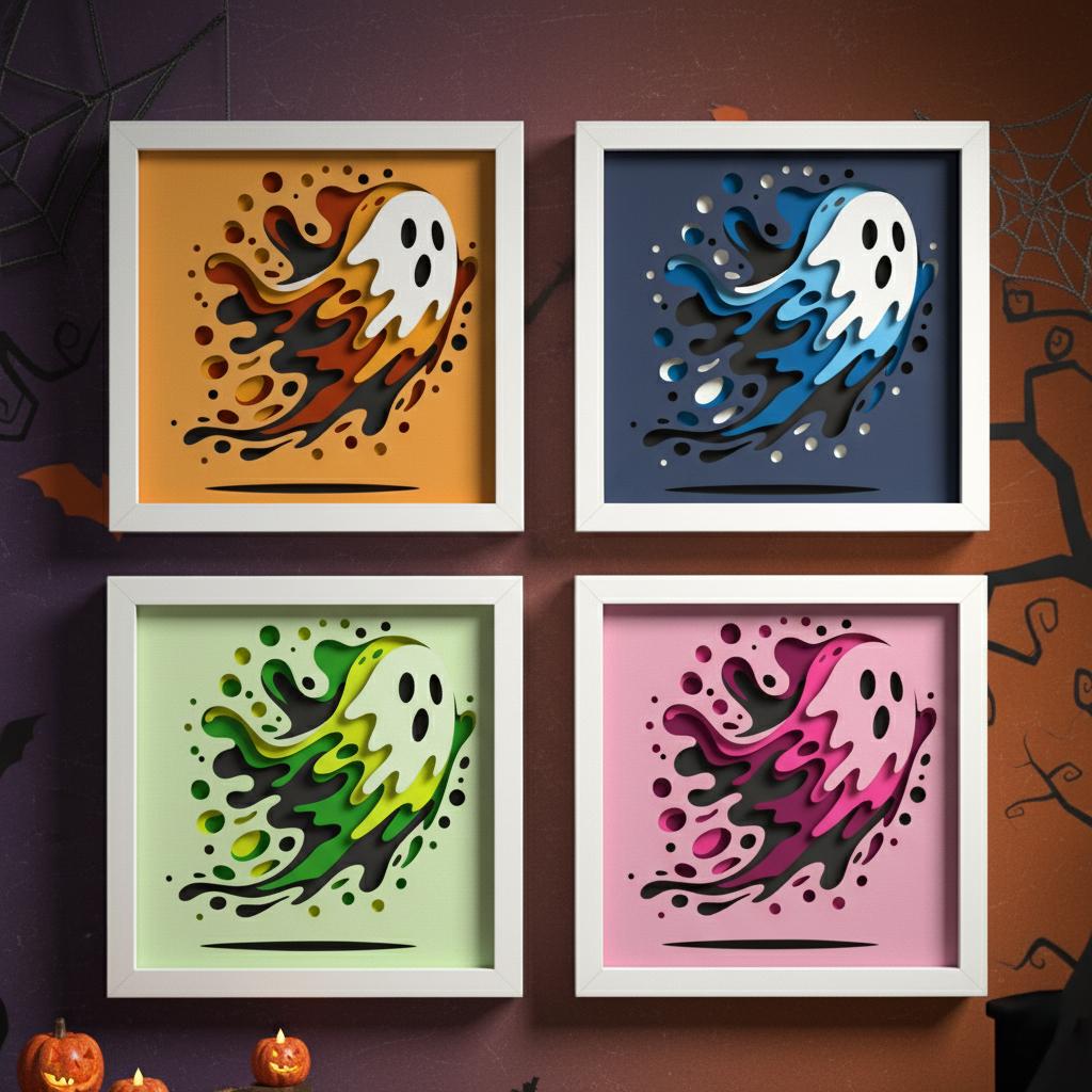 3D Ghost Shadow Box SVG – Layered Halloween Papercut for Cricut ...
