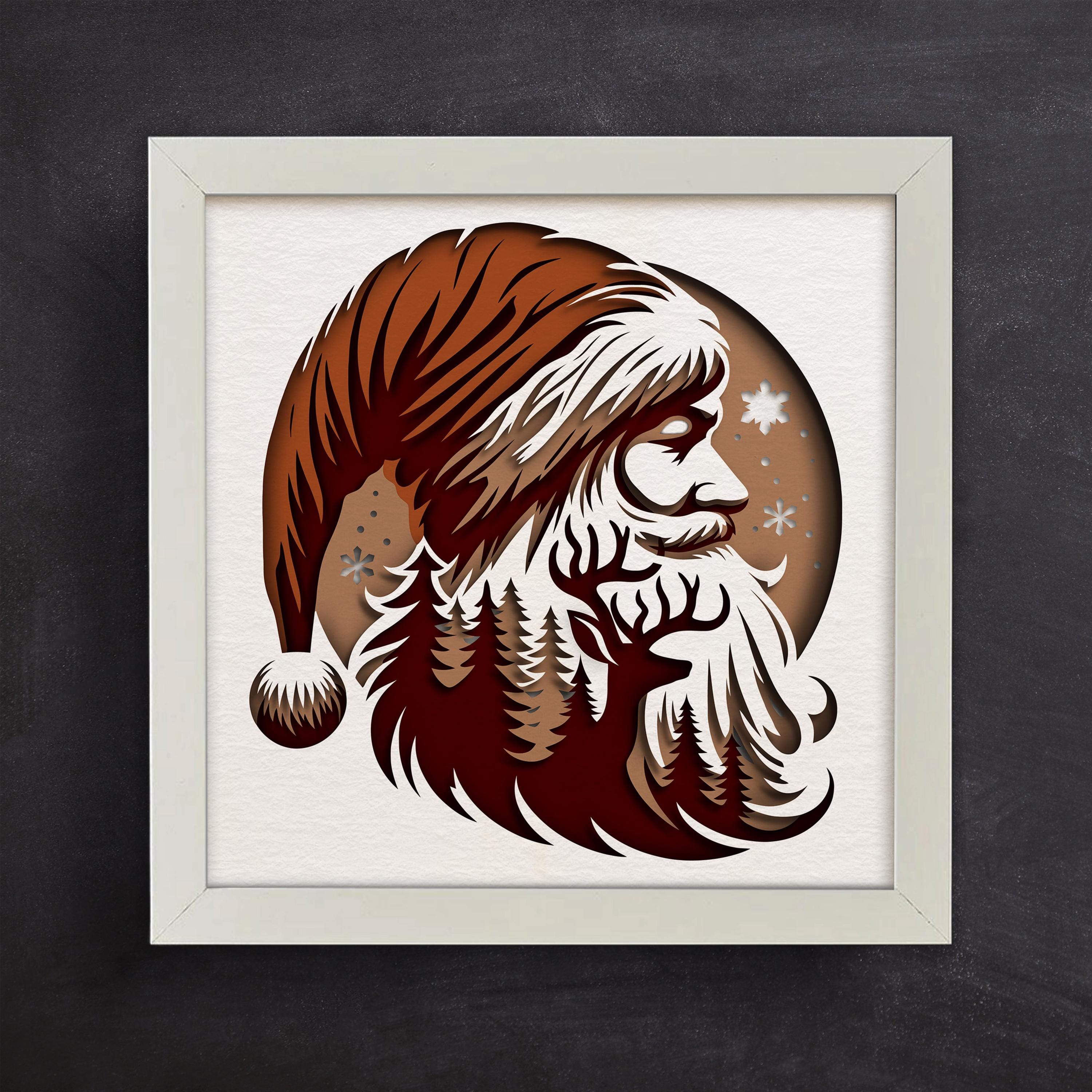 3d Santa, Shadow Box Svg, 3d Christmas Layers, Paper Cut Template, for ...