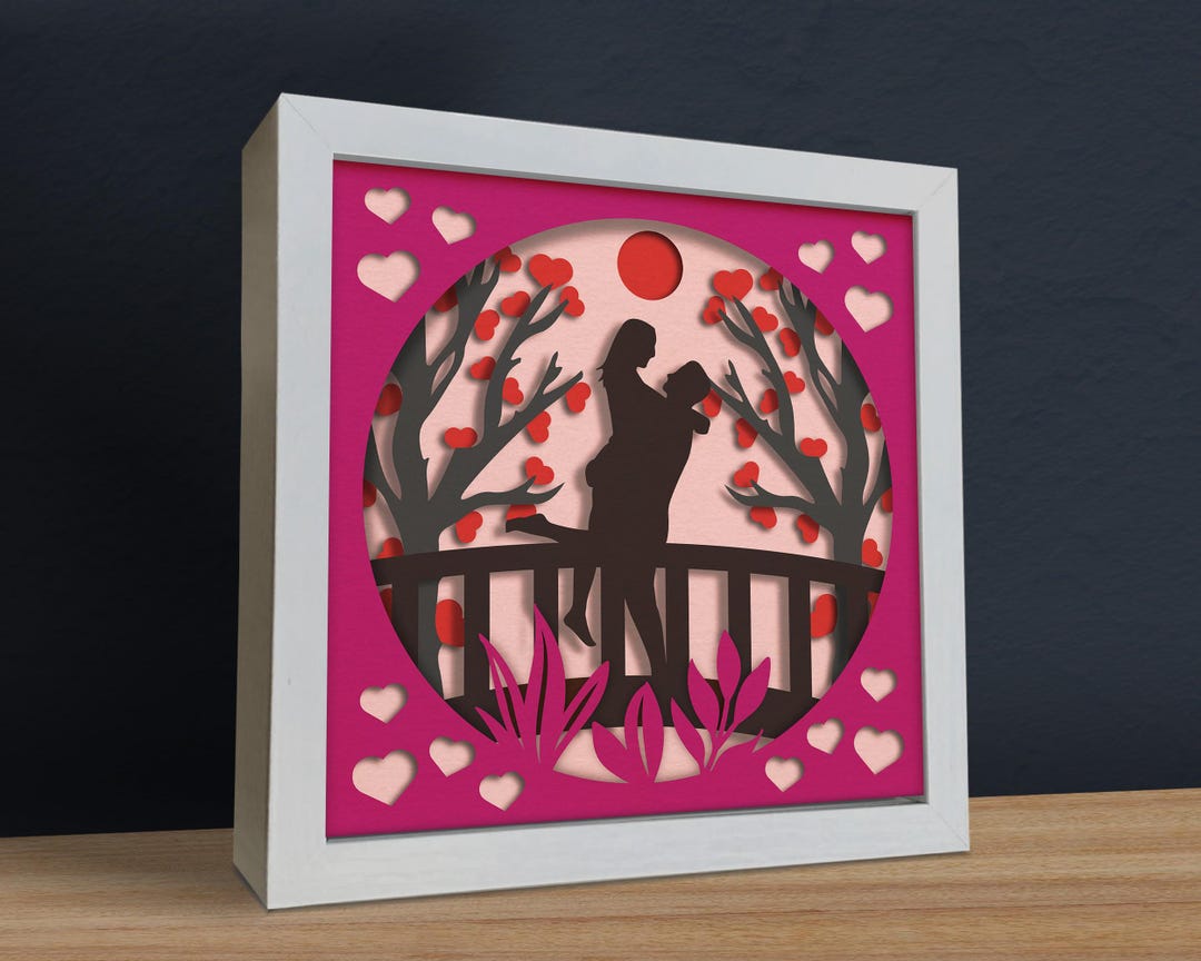 3D Couple Shadow Box, Valentines Day Shadow Box, Layered Paper Art ...