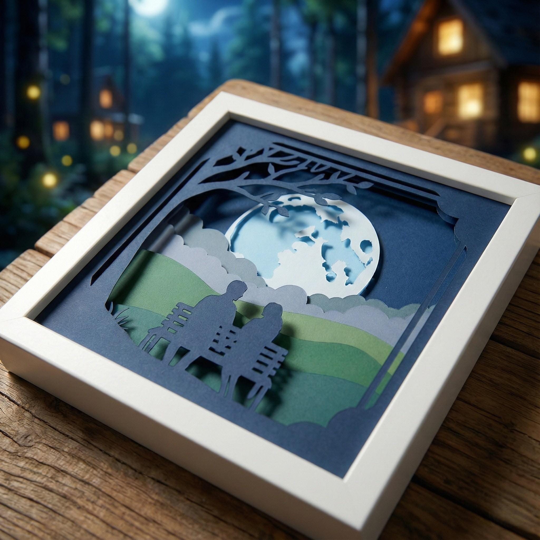 Couple Shadow Box SVG | Valentines Day Wedding Gift | Romantic Moon 3D ...