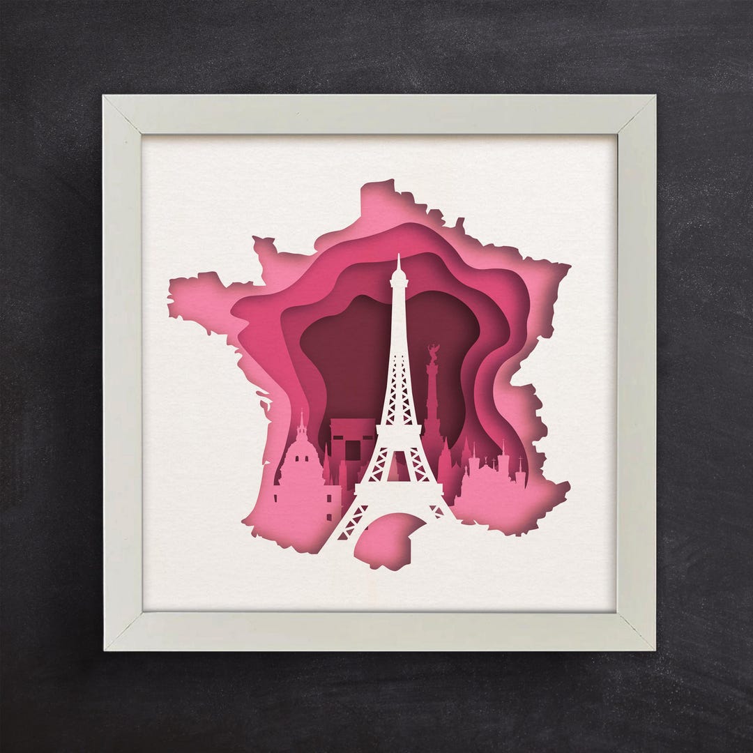 France Paris Shadow Box Template, Eiffel Tower, Layered Paper Art, for ...