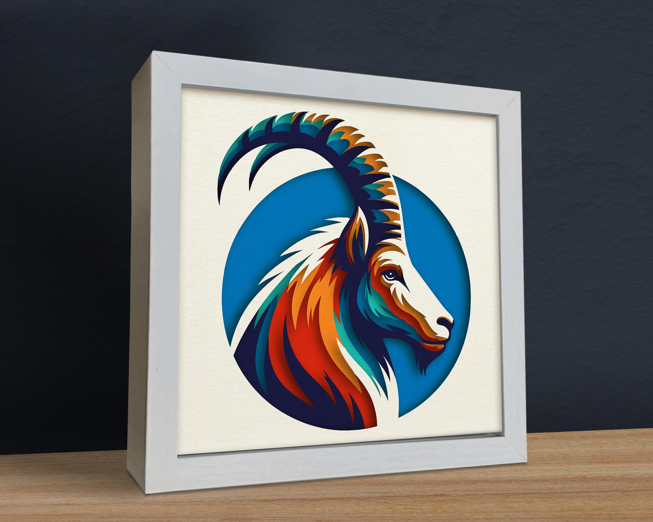 3d Goat, Shadow Box Svg, Mountain Capricorn, Layered Paper Art, 3d ...