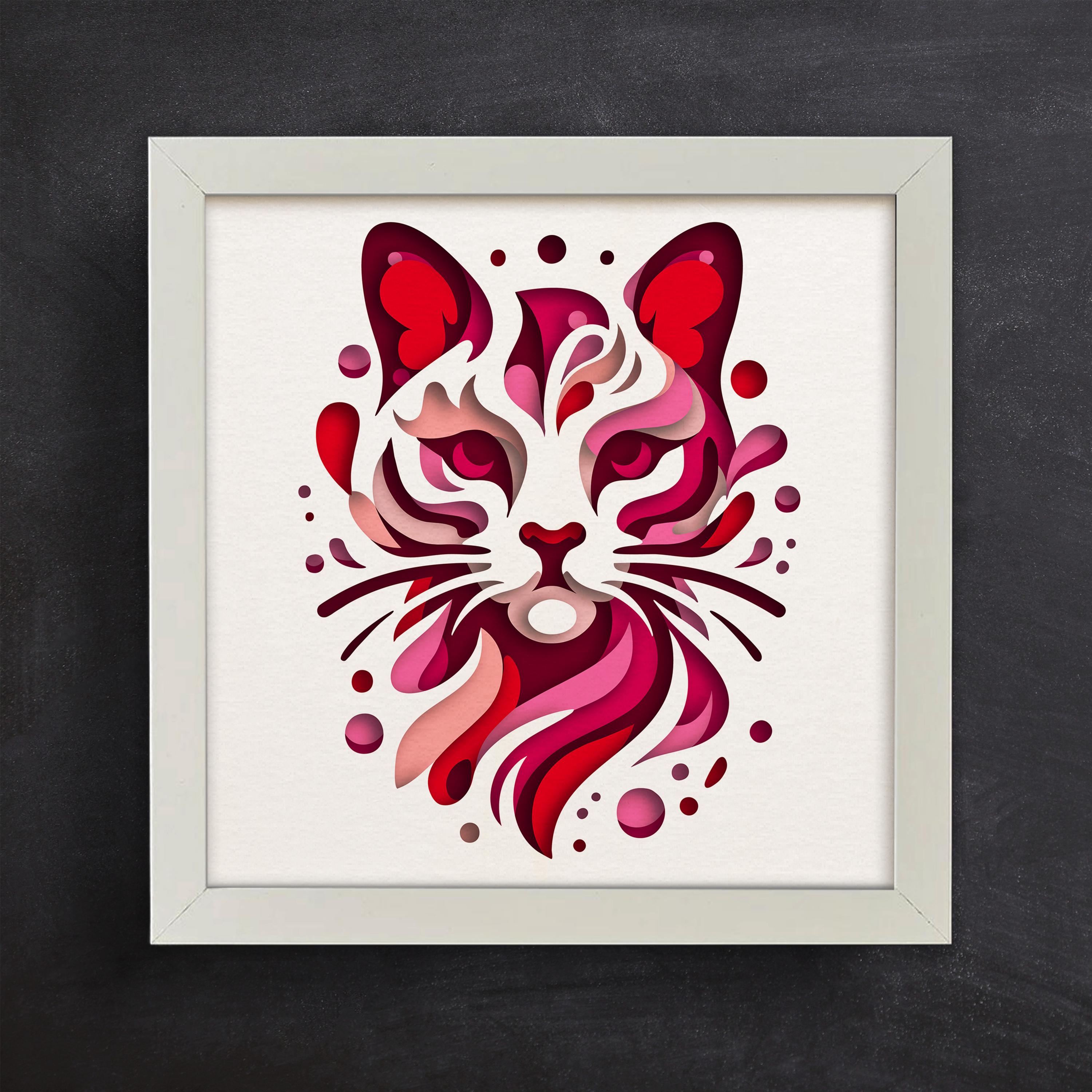 3d Cute Cat, Shadow Box Templates, SVG for Cardstock / 3D Cat Shadow ...