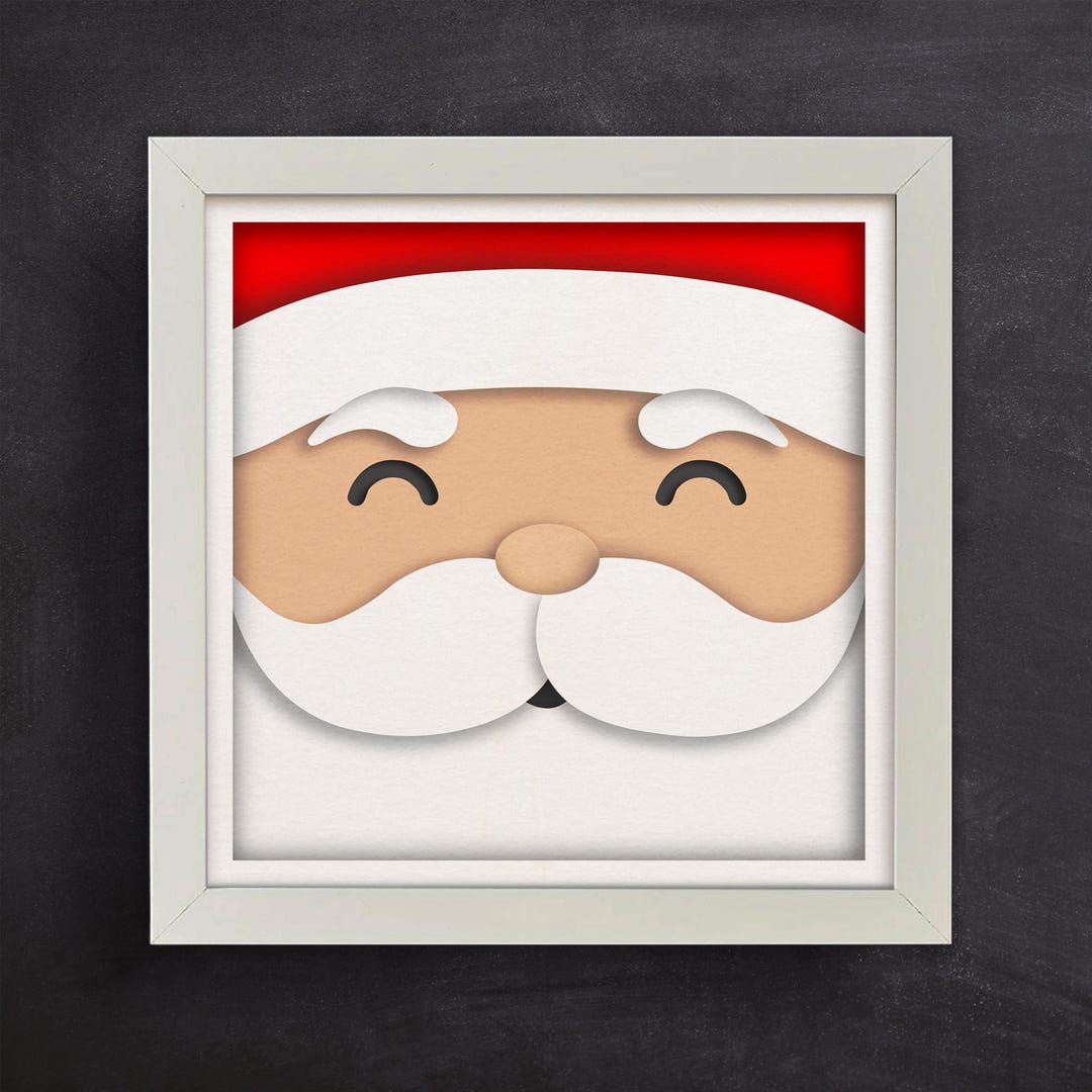 3d Santa Face, Christmas Shadow Box Svg, Paper Cut Template, for Cricut ...