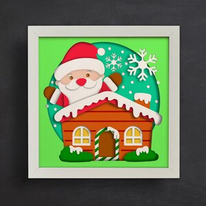 3d Santa and Christmas Shadow Box, Paper Cut Template, Christmas Layers ...