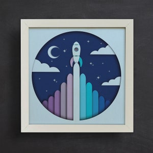 3d Space Rockets Shadow Box, Files for Cricut, for Silhouette, Laser ...