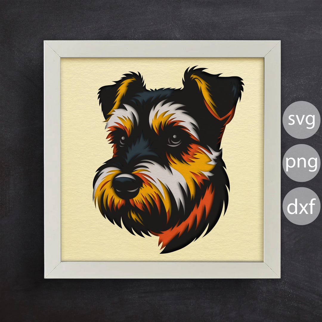 3d Dog Shadow Box, Schnauzer Dog Breed, Papercut, Files for Cricut, for ...