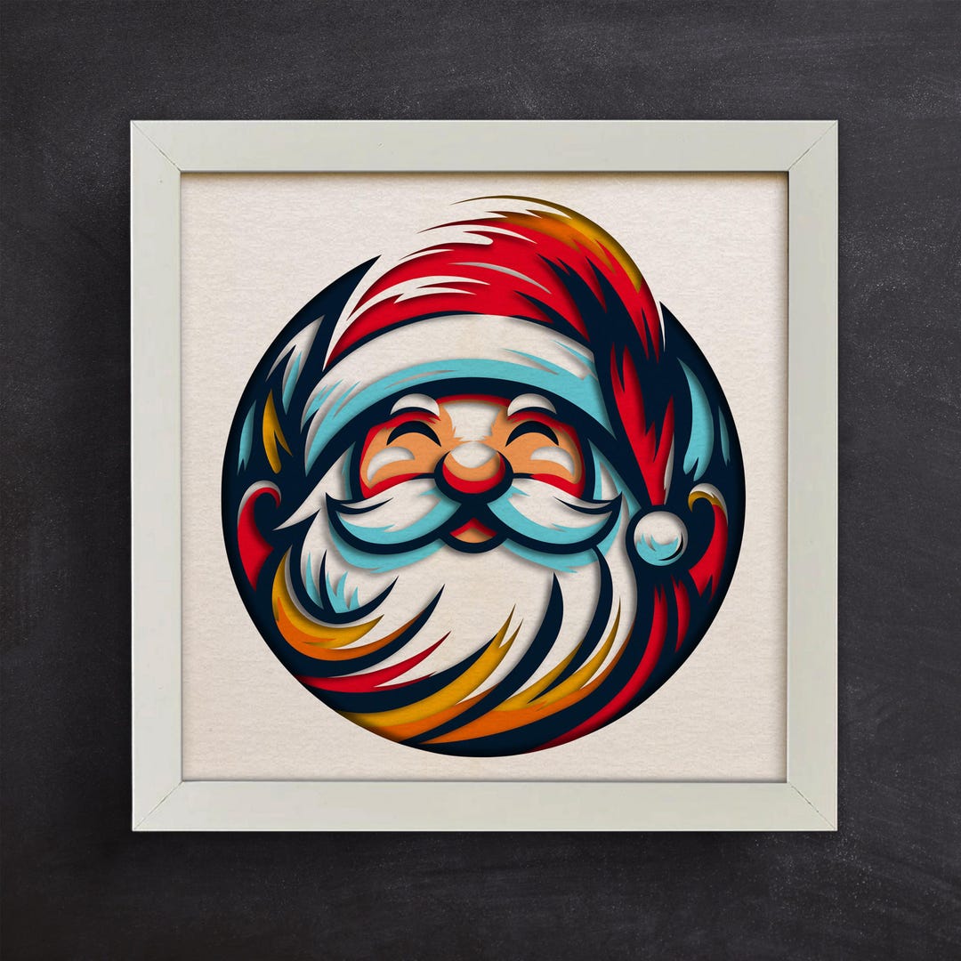 3d Santa, Shadow Box Svg, 3d Christmas Layers, Paper Cut Template, for ...