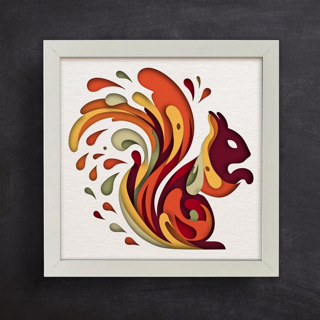 3d Squirrel, Shadow Box Templates, SVG for Cardstock / 3D Squirrel ...