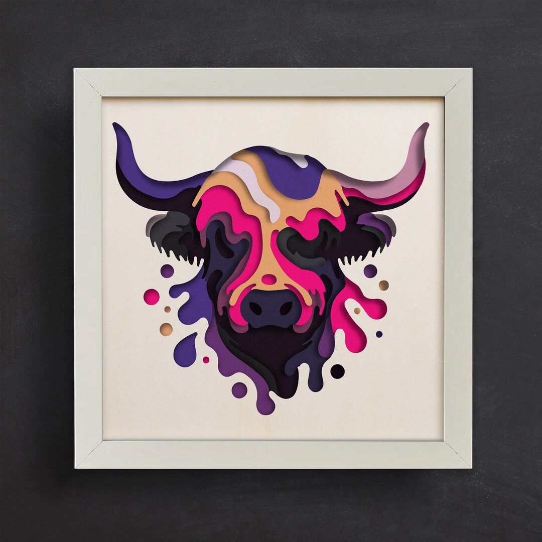 3d Highland Cow, Shadow Box Templates 3d Farm Life Svg, Layered Paper ...