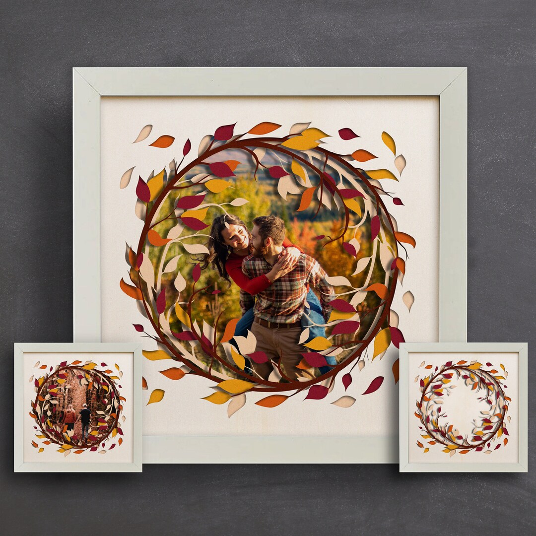 3d Fall Svg, Shadow Box, 3d Frame, Fall Wreath, Personalize Photo, for ...