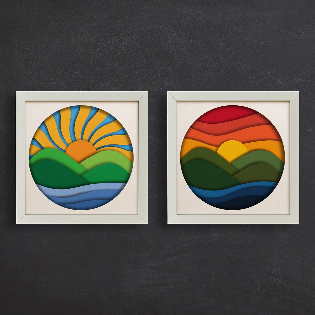 3D Sunset and Sunrise, Shadow Box Svg, Files for Cricut, for Silhouette ...