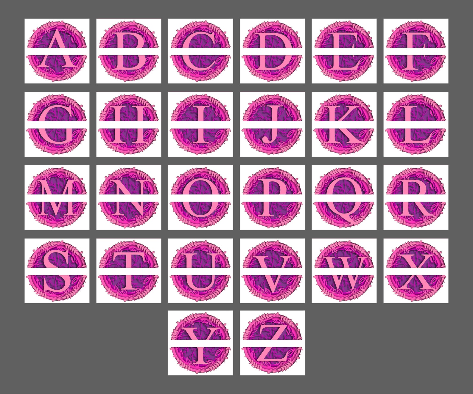 3d Split Monogram Shadow Box, Custom Name, Alphabet Family Name SVG, A ...