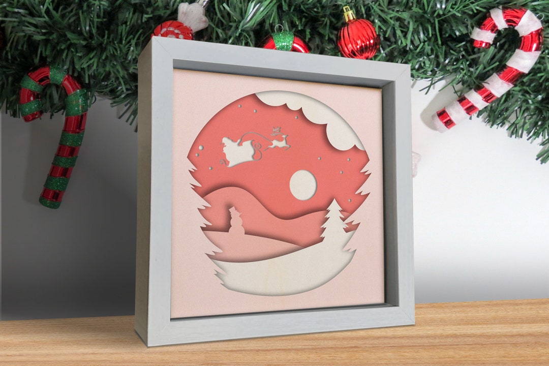3d Christmas Lanscape Shadow Box Svg 3d Christmas Layers - Etsy