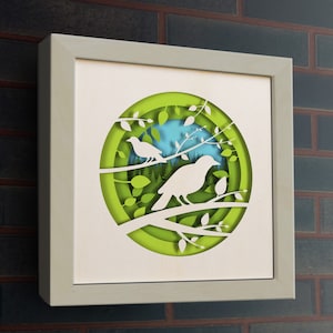 3D Bird Shadow Box, 3D Paper Cut Shadow Box Template, SVG Digital ...