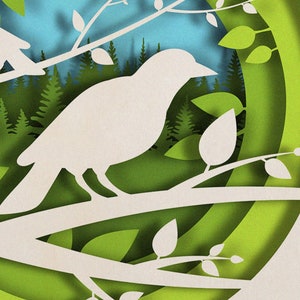 3D Bird Shadow Box, 3D Paper Cut Shadow Box Template, SVG Digital ...