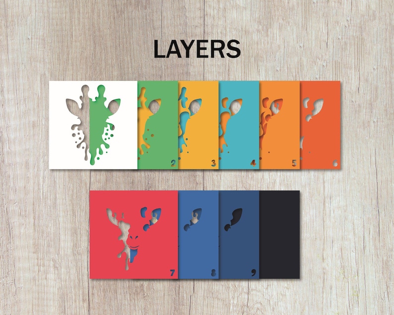 3d Giraffe, Shadow Box Templates, SVG for Cardstock / 3D Animals Shadow ...