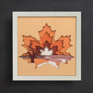 3d Maple Leaf Landscape, Fall Shadow Box Svg, for Cricut, for ...