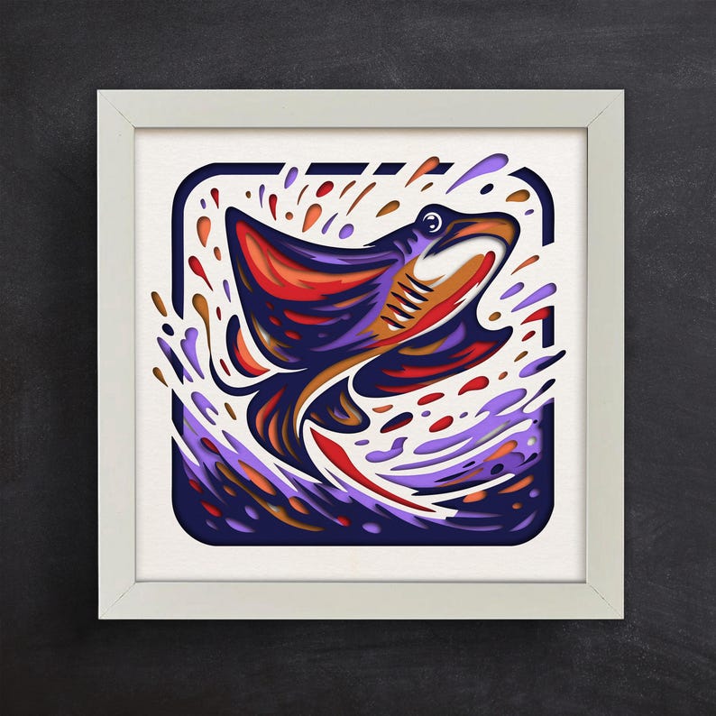 3D Stingray Shadow Box SVG | Layered Ocean Mandala Design | for Cricut ...