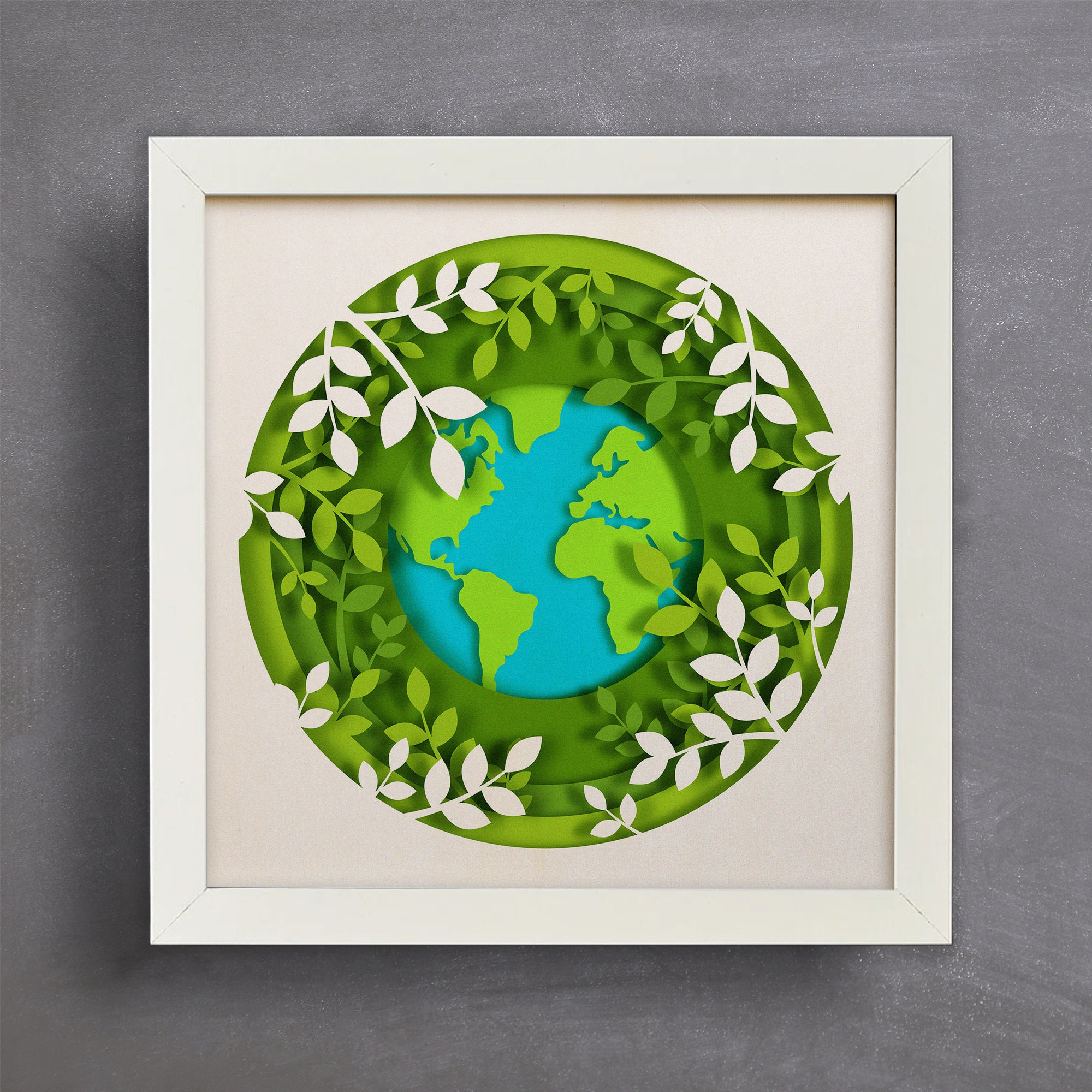 3D World, Shadow Box Svg, 3D Paper Cut Shadow Box Template, SVG Digital ...